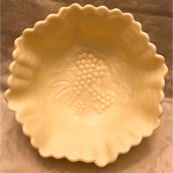 Accents | Pale Yellow Milk Glass Bowl 1grapevine Design | Poshmark